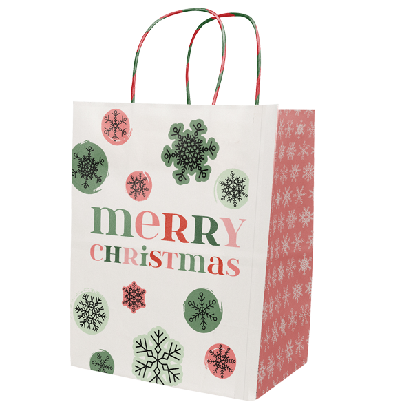 Retro Snowflakes Handle Shopper Logo Bag