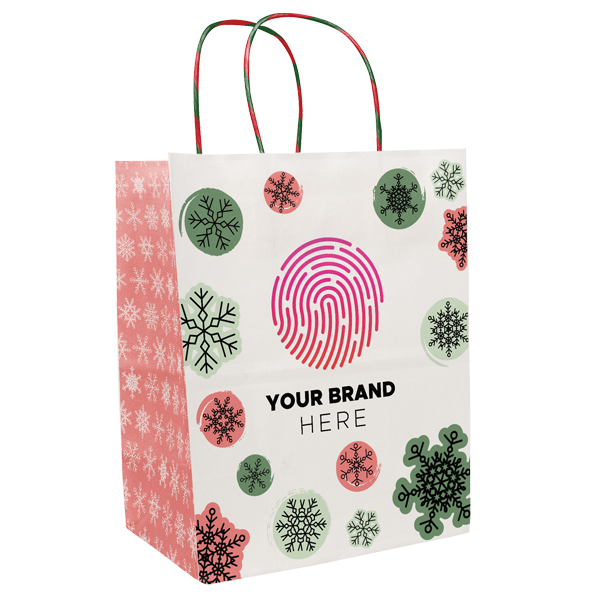 Retro Snowflakes Handle Shopper Logo Bag