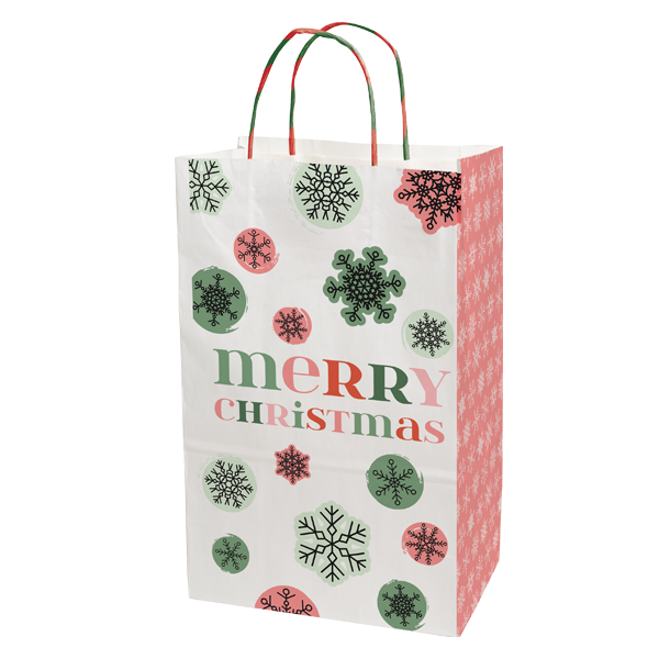 Retro Snowflakes Handle Shopper Logo Bag