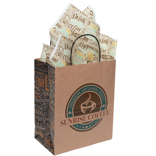 10.25" Natural Handle Shoppers with Tissue Paper